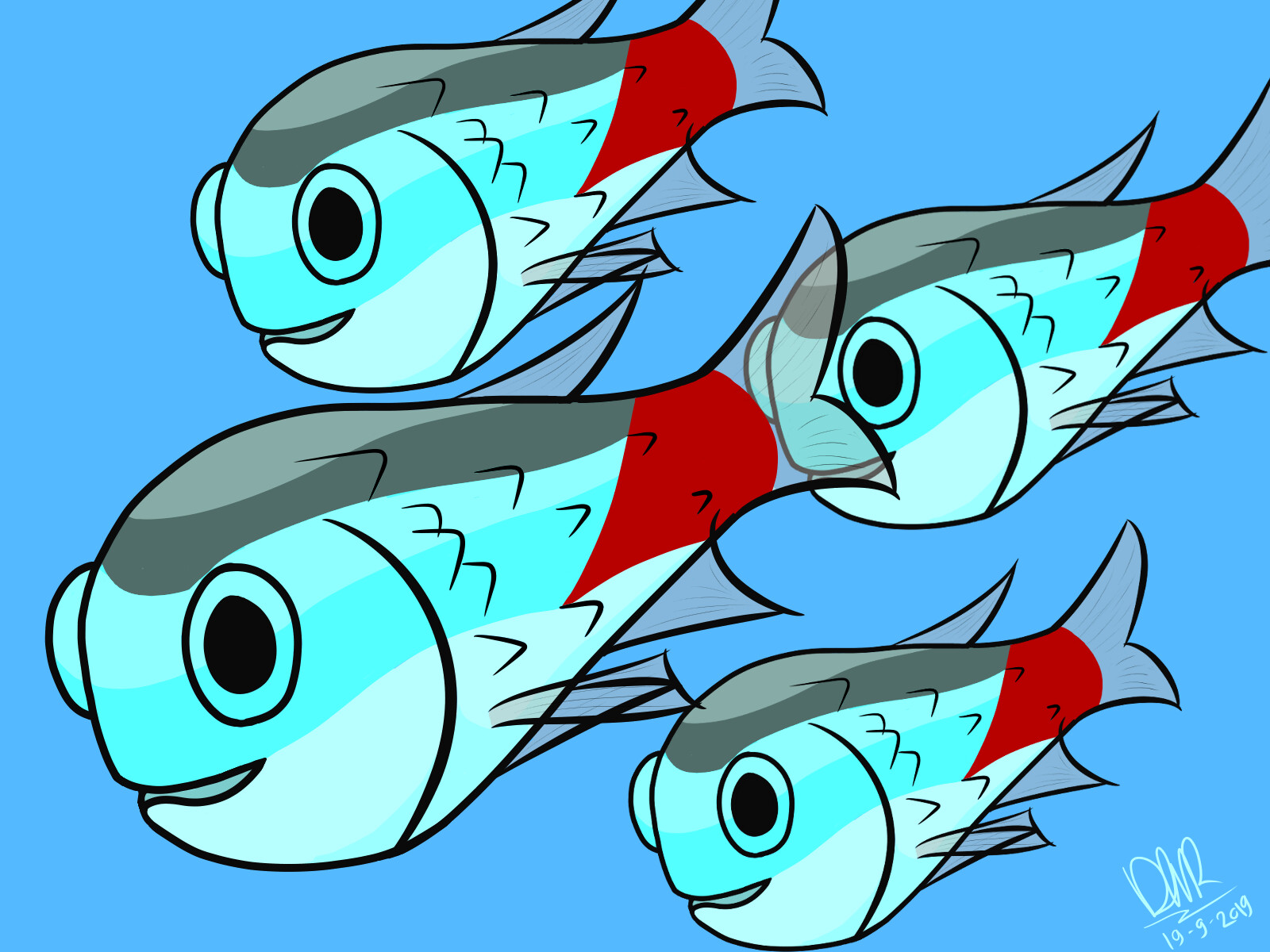 how to draw neon tetra
