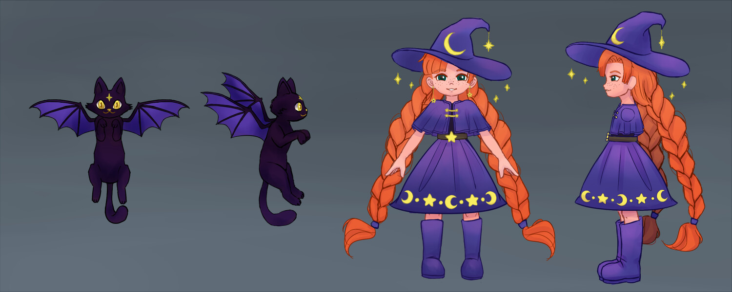 Laura Cote - Star Witch and Bat Cat Concept