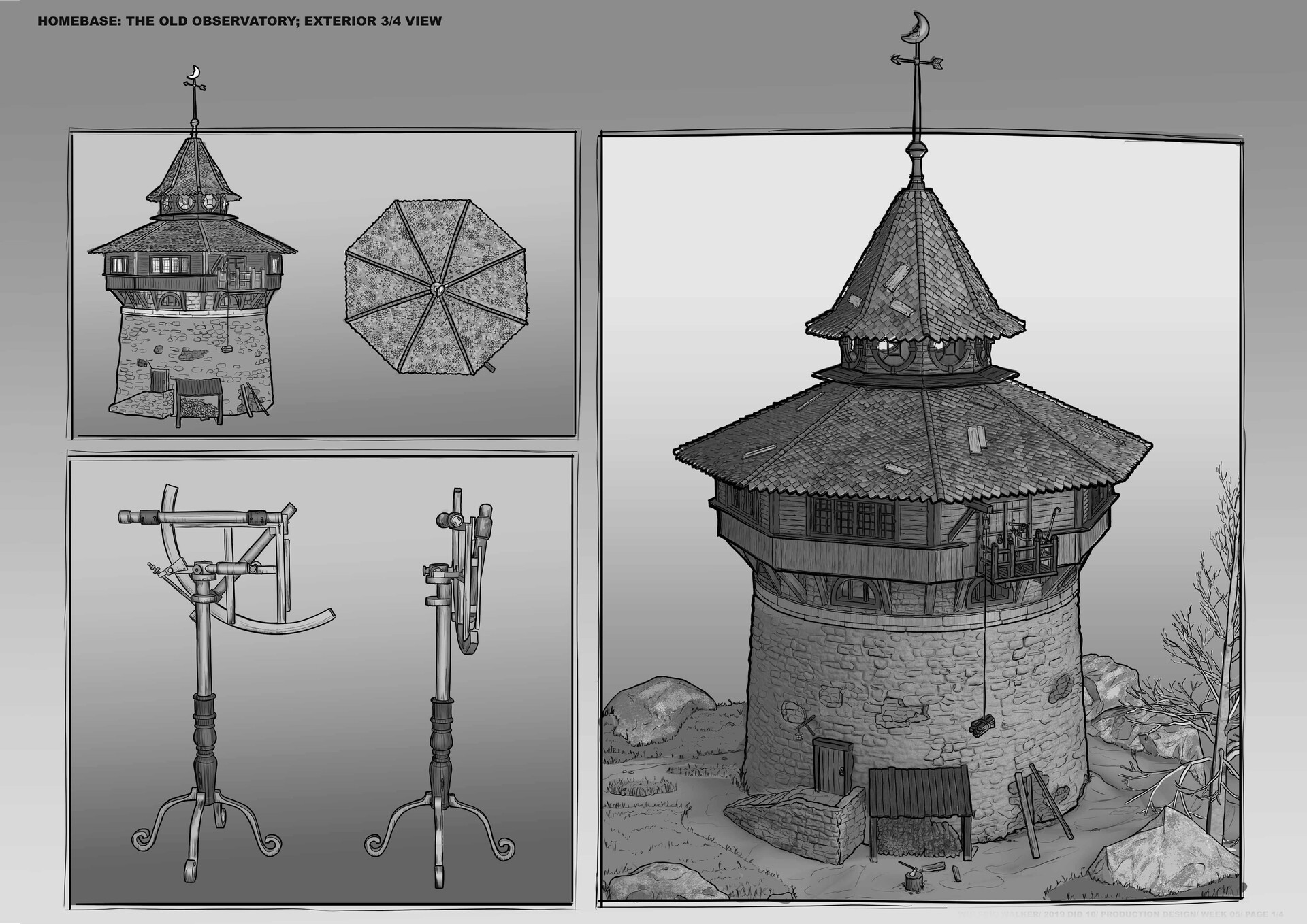 ArtStation - Homebase - The Old Observatory, 3/4 Exterior