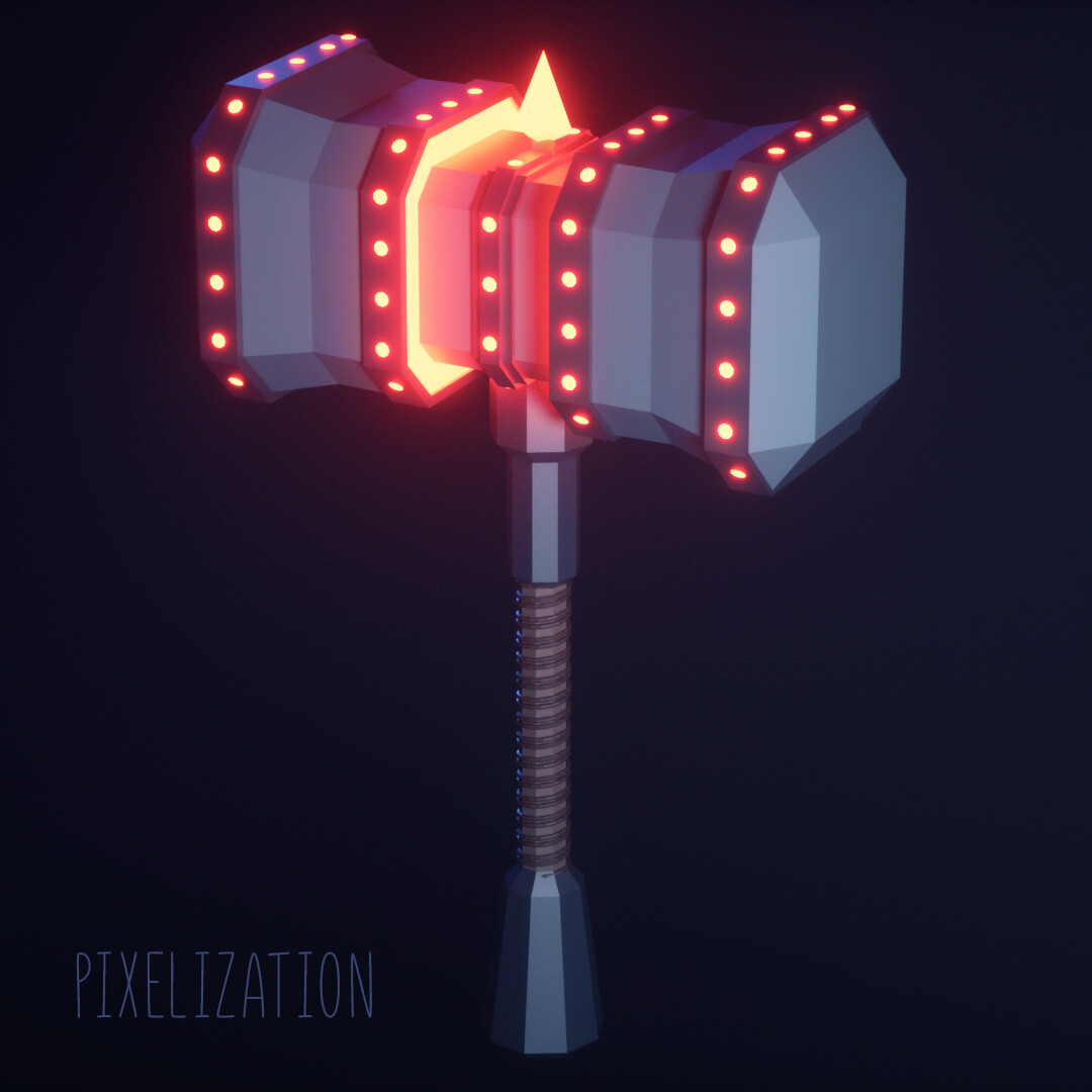 ArtStation - LowPoly fantasy hammer