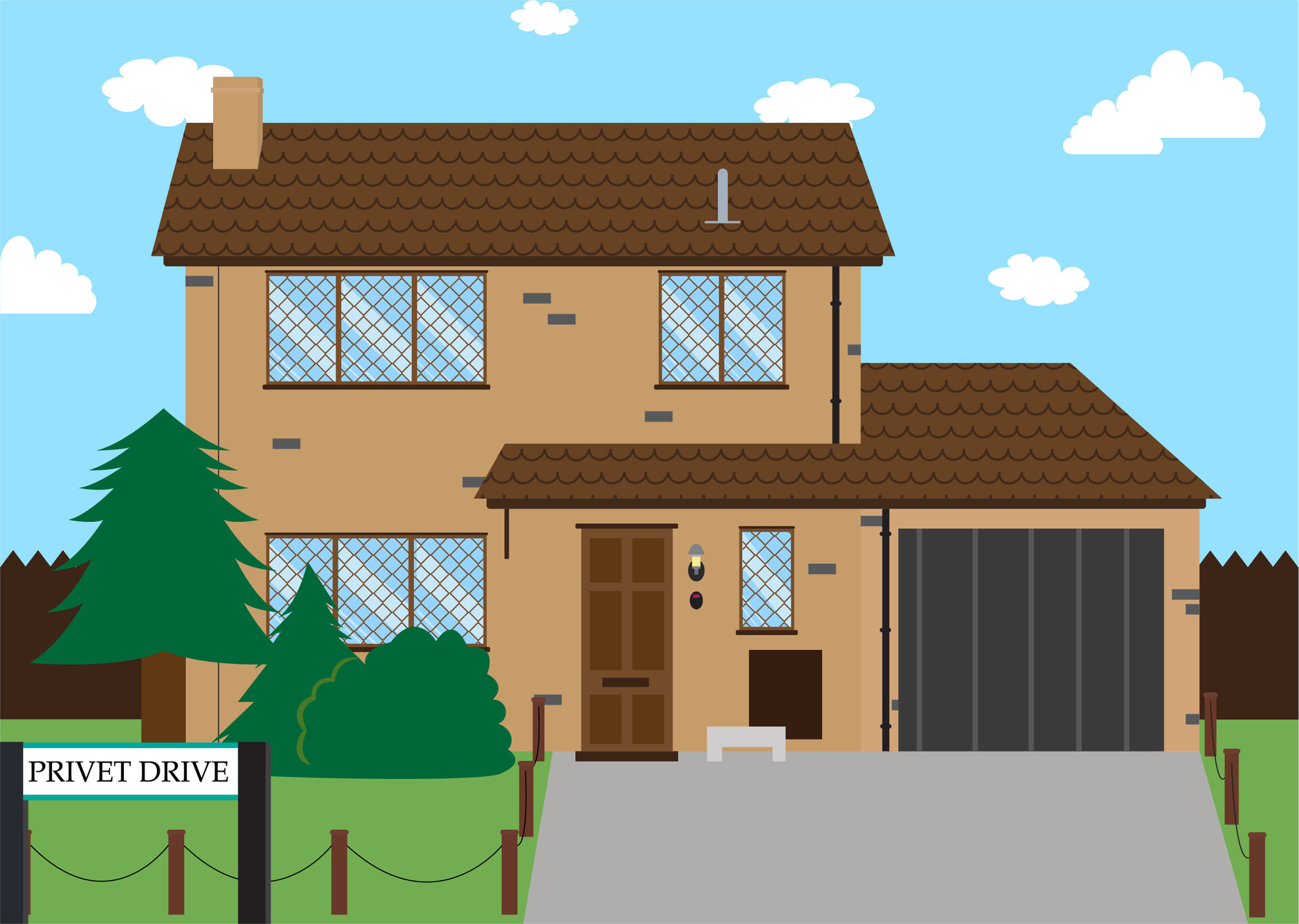 ArtStation - Illustration Privet Drive (Flat design)