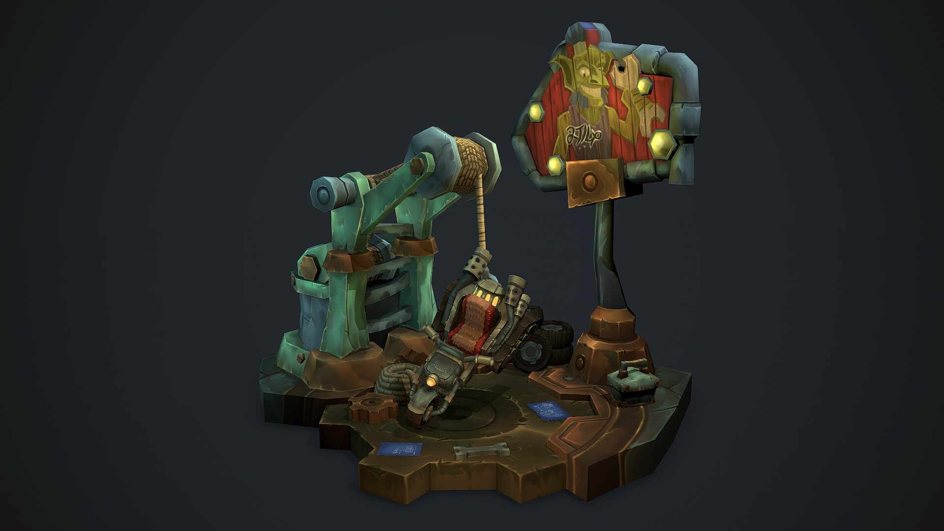 ArtStation - Goblin garage, hand painted props - World of warcraft Fan art