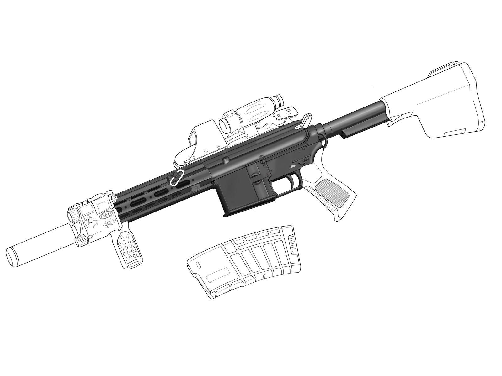 D D - M4A1 drawing