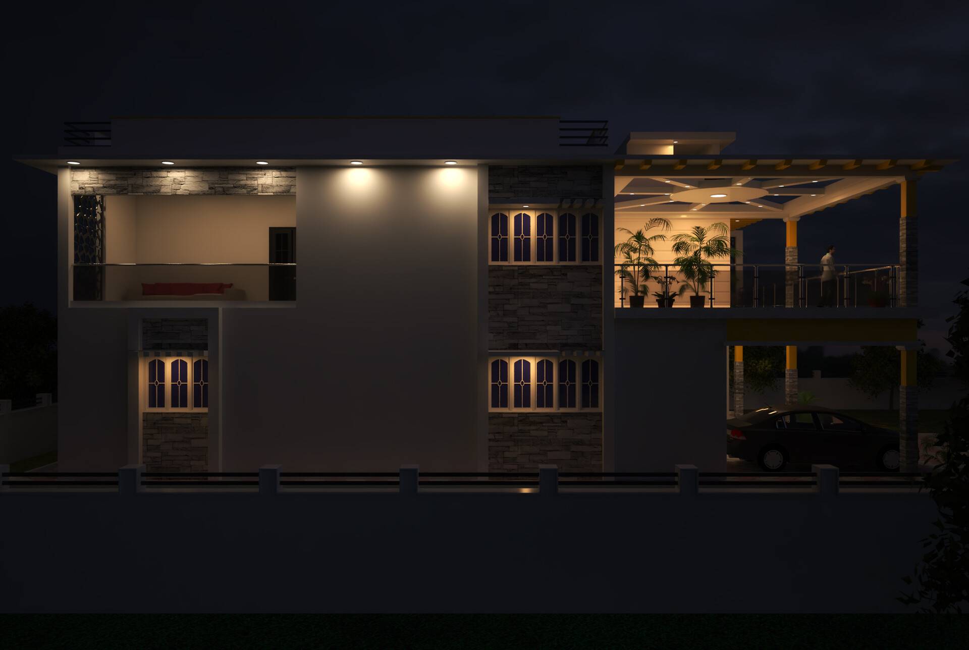Ramalingam R - Residential Building - Elevation night view