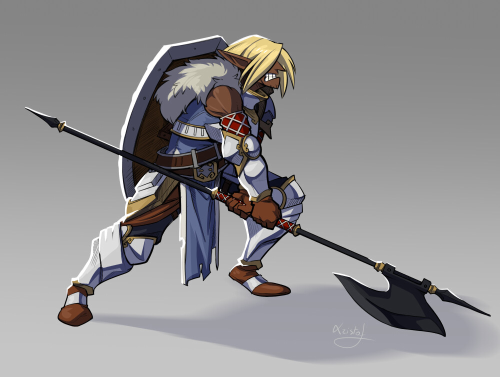 fantasy halberd warrior