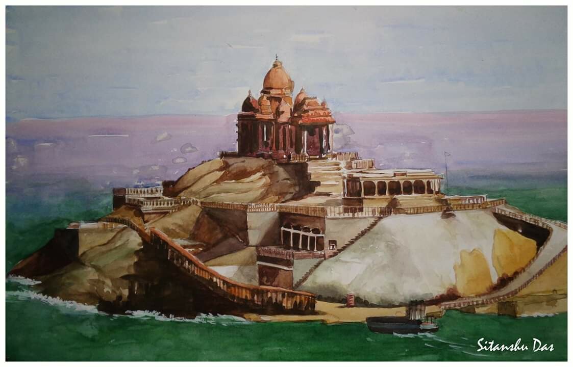 how to draw vivekananda rock