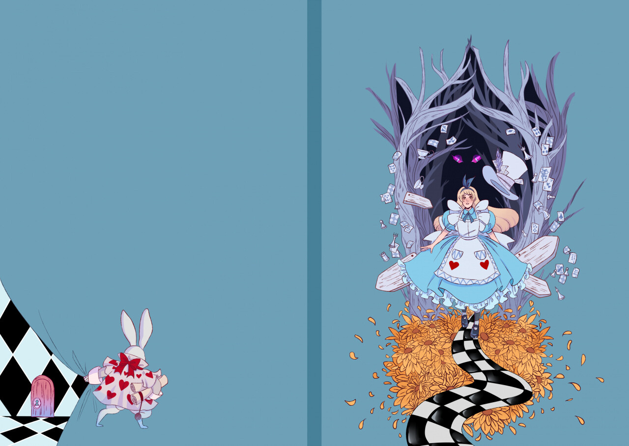 ArtStation - Book cover for Alice in Wonderland