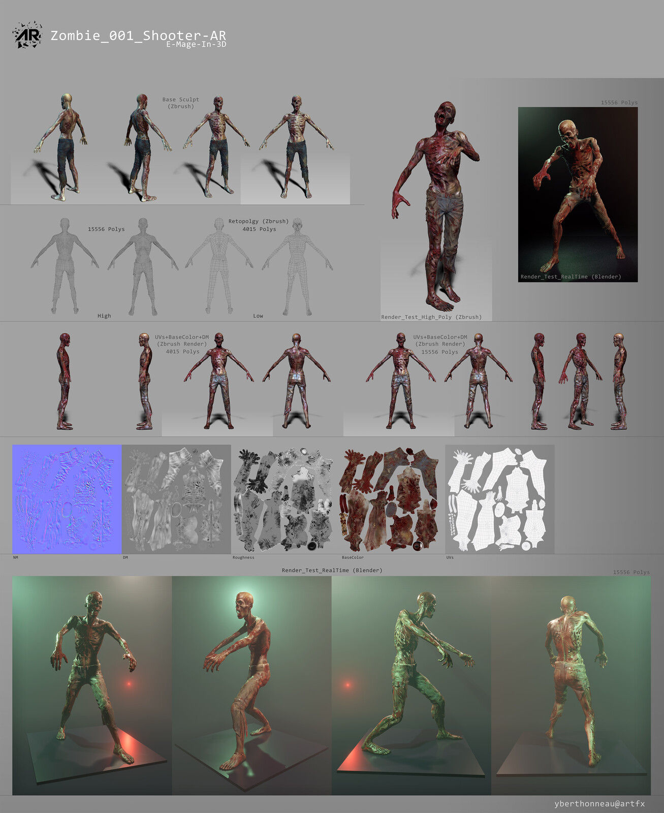 Yann Berthonneau - Zombie for android app: ARZone by E-Mage-in-3D