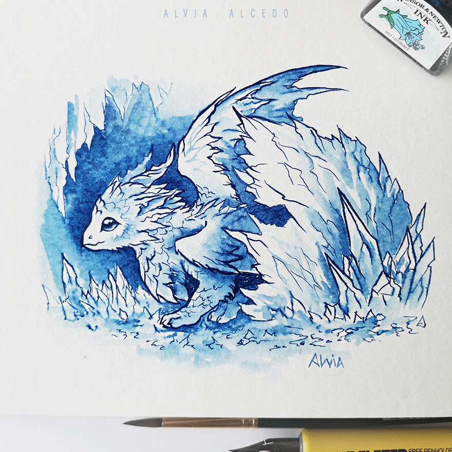 how to draw a cool ice dragon