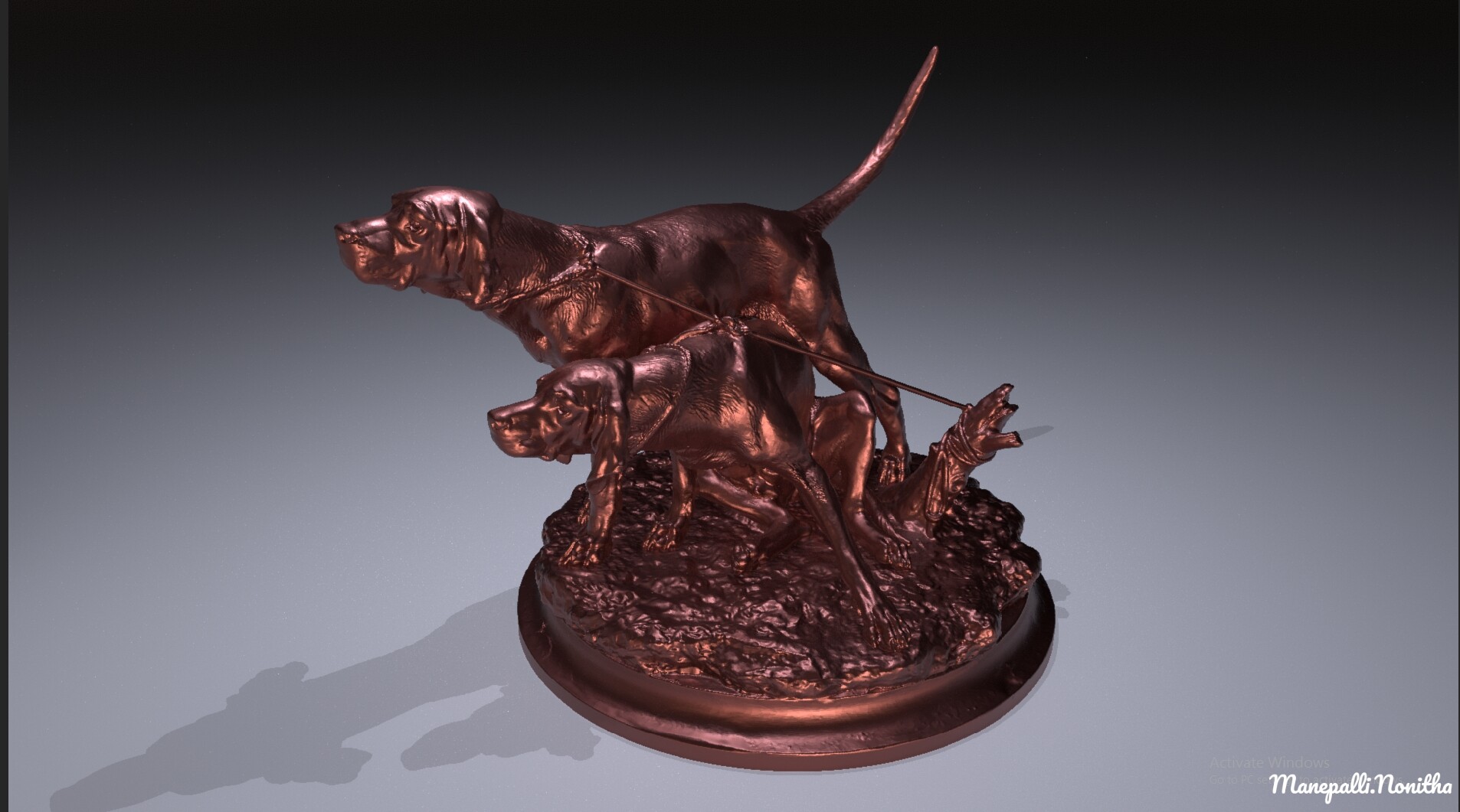 ArtStation - 3D Bronze Dogs Statue