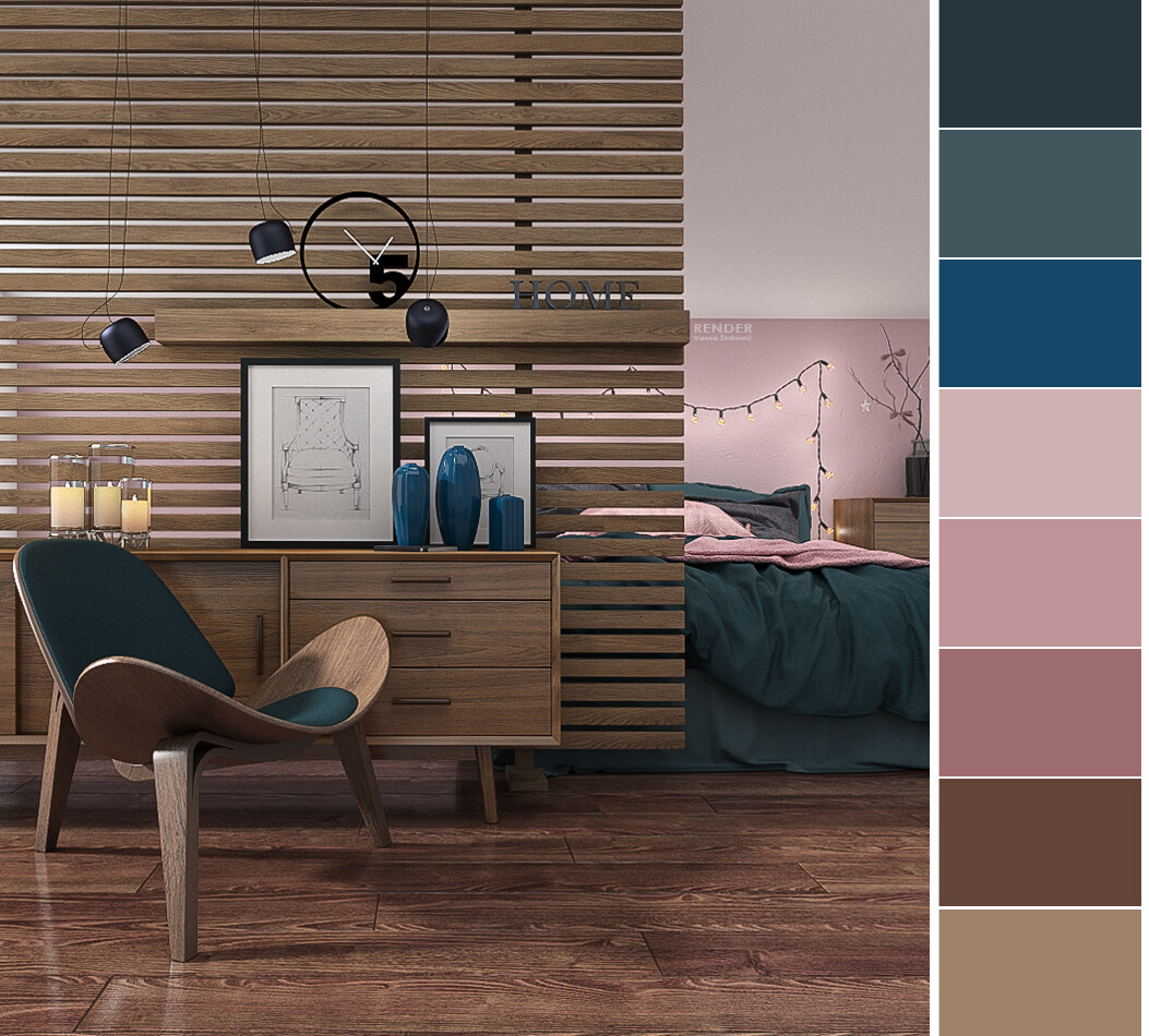 ArtStation - Interior render, working with colors palete