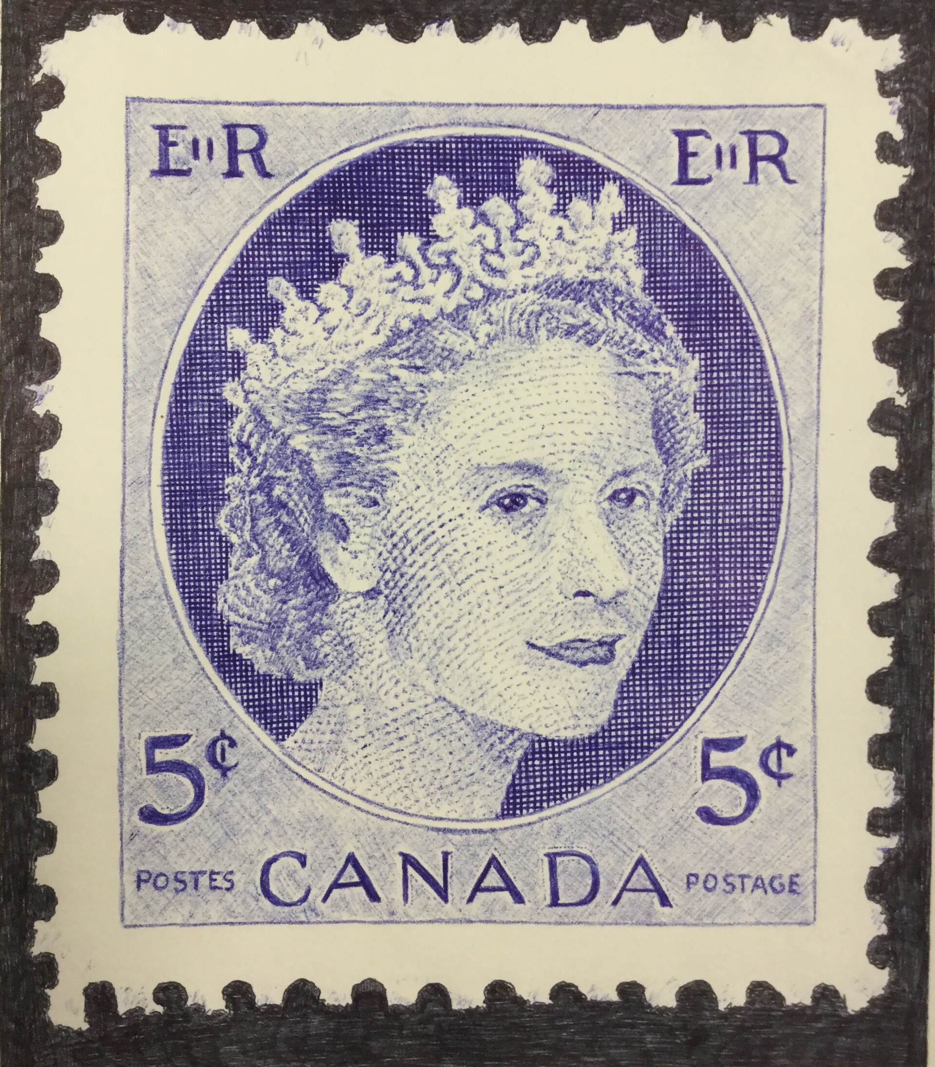 ArtStation - Ballpoint pen sketch of a definitive Canadian stamp