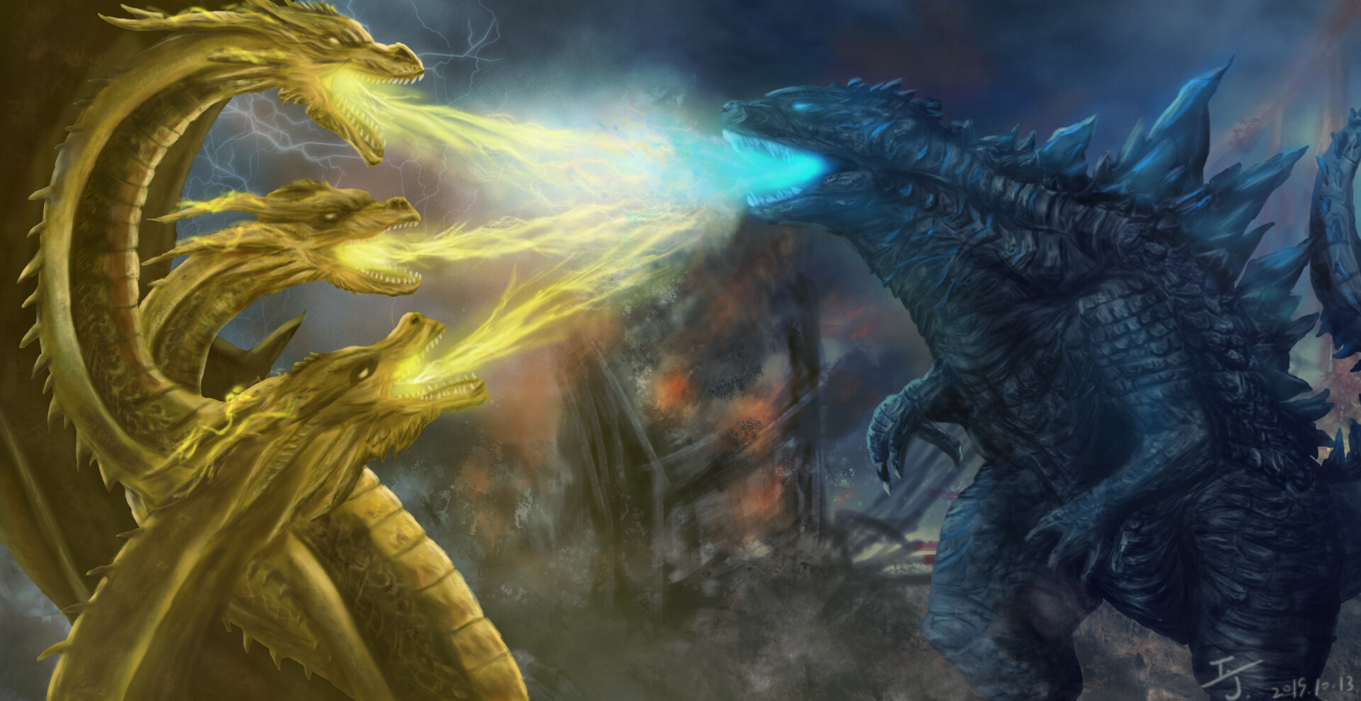 ArtStation - Godzilla VS Ghidorah