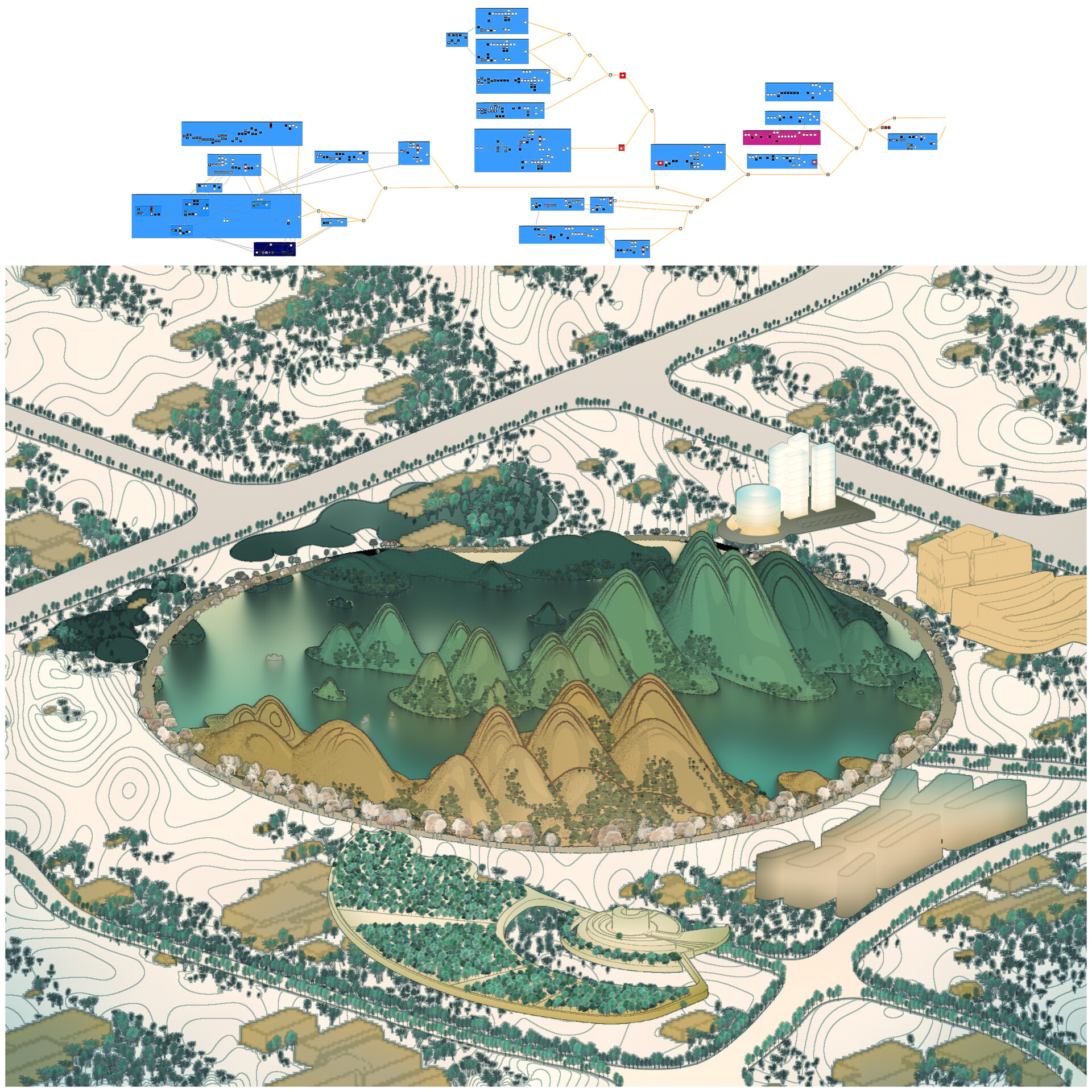 ArtStation - Procedural landscape illustration in Substance Designer