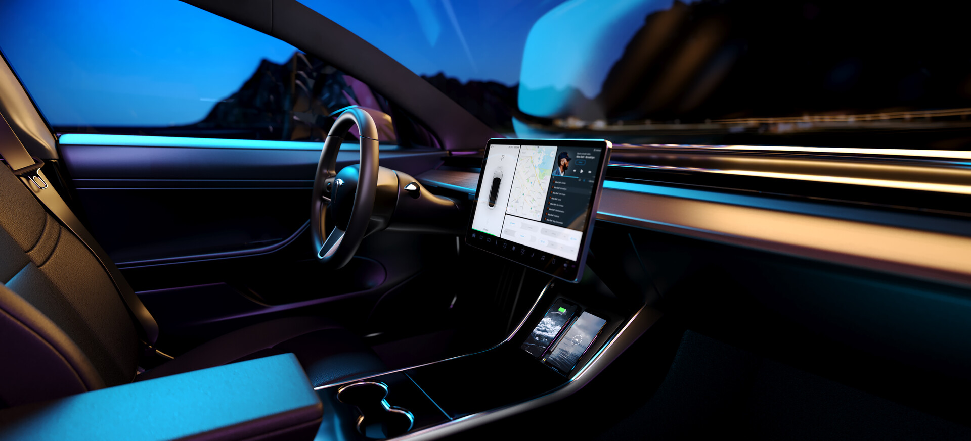 ArtStation - Tesla Interior Visualization