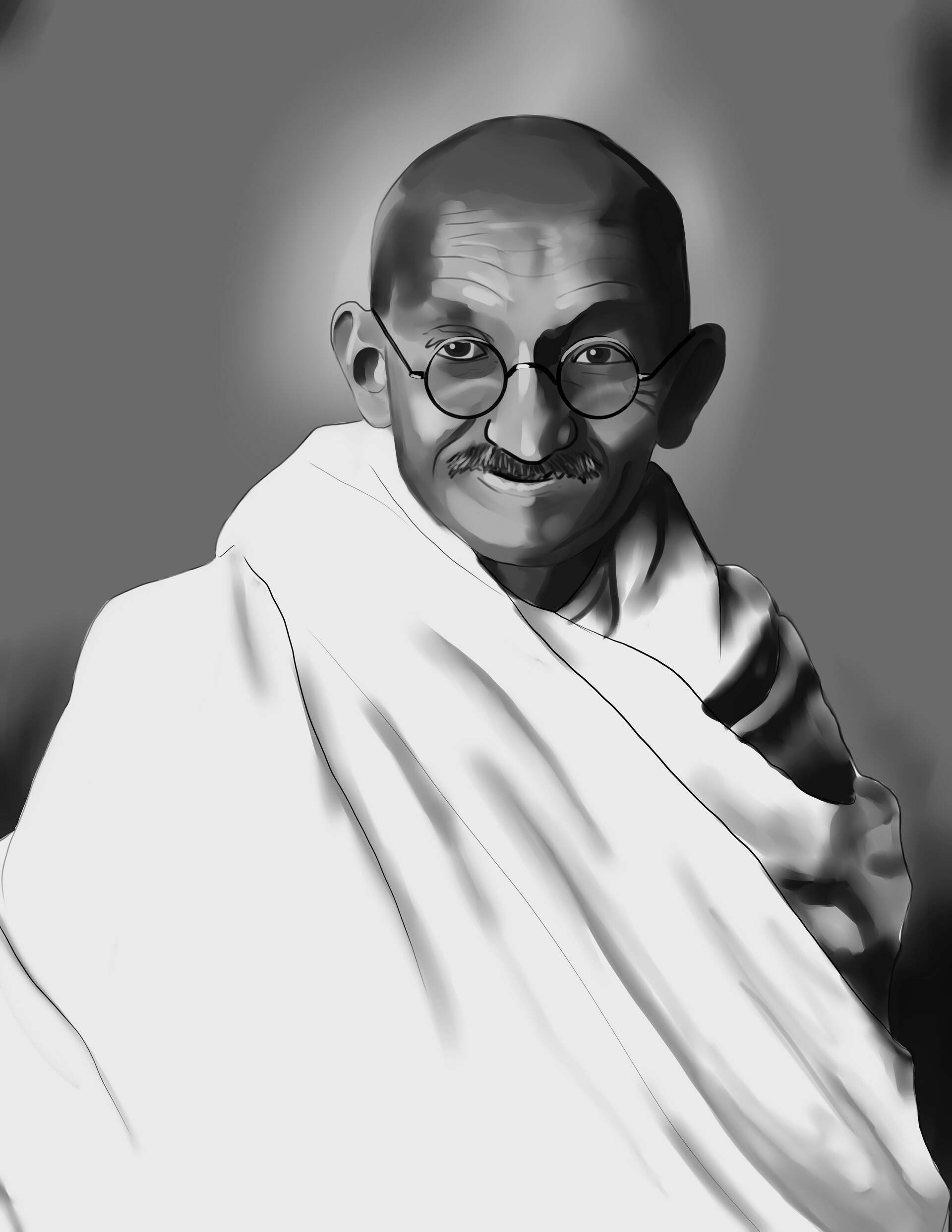 ArtStation - Ghandi Portrait