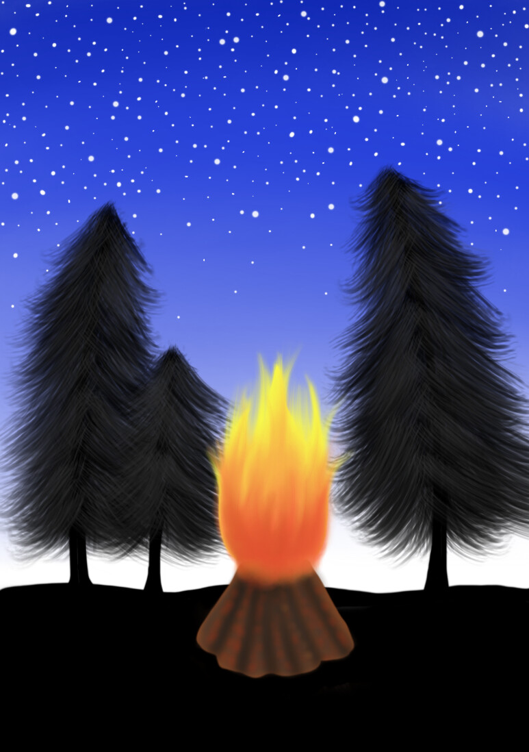ArtStation - Campfire at Night