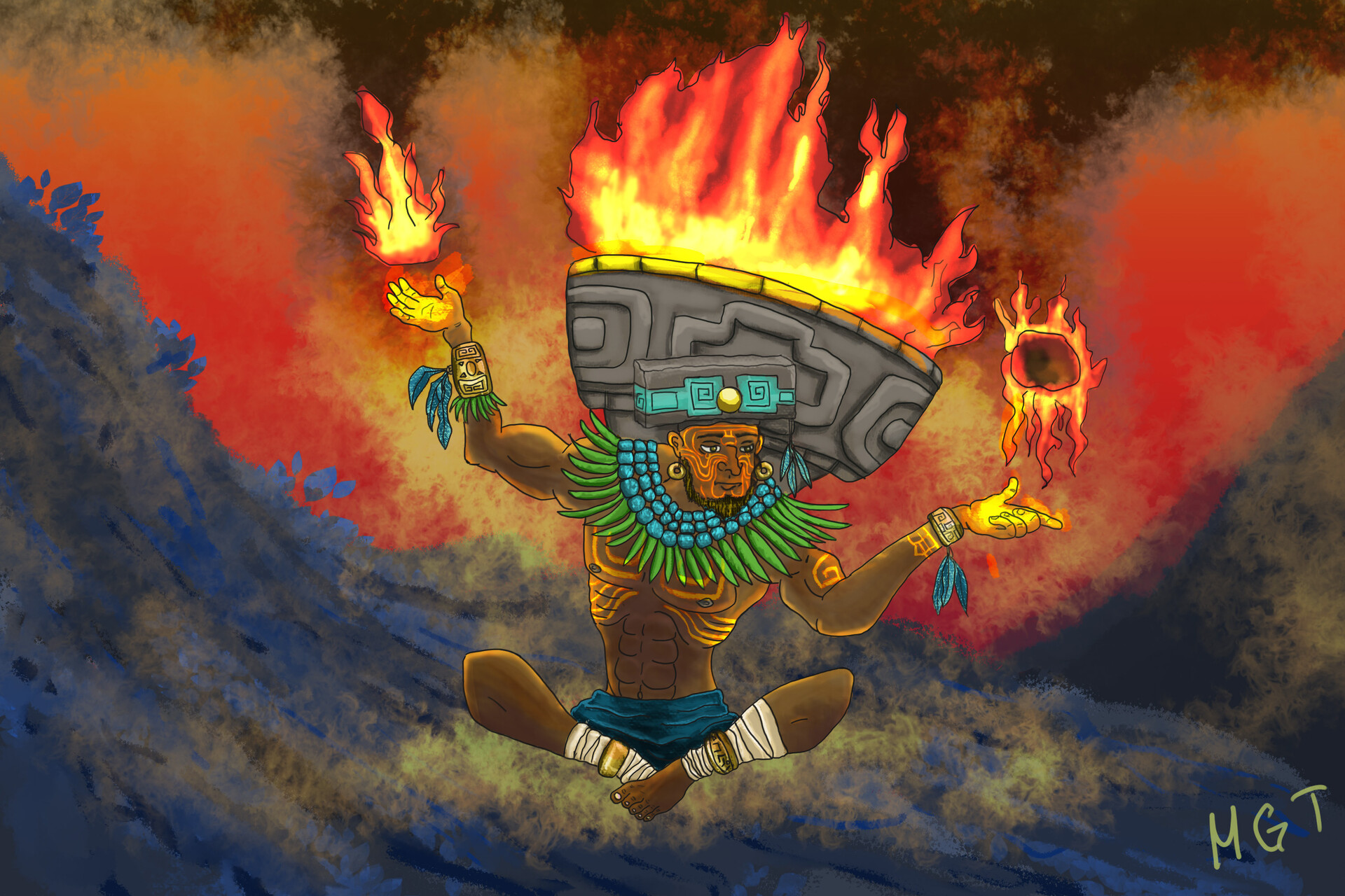 ArtStation - Huehueotl old fire divinity
