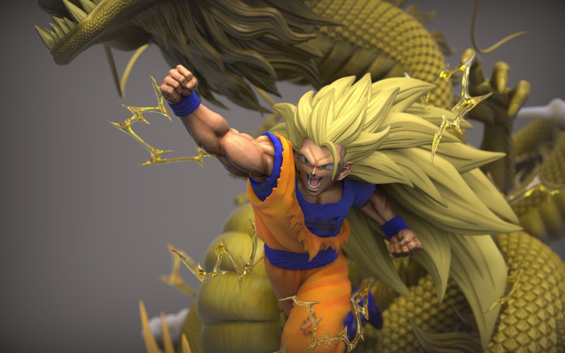 Super Saiyan 3 Goku Dragon Fist