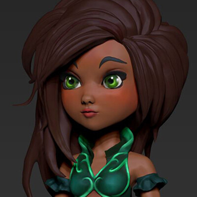 ArtStation - Green Girl_character design practice sculpt