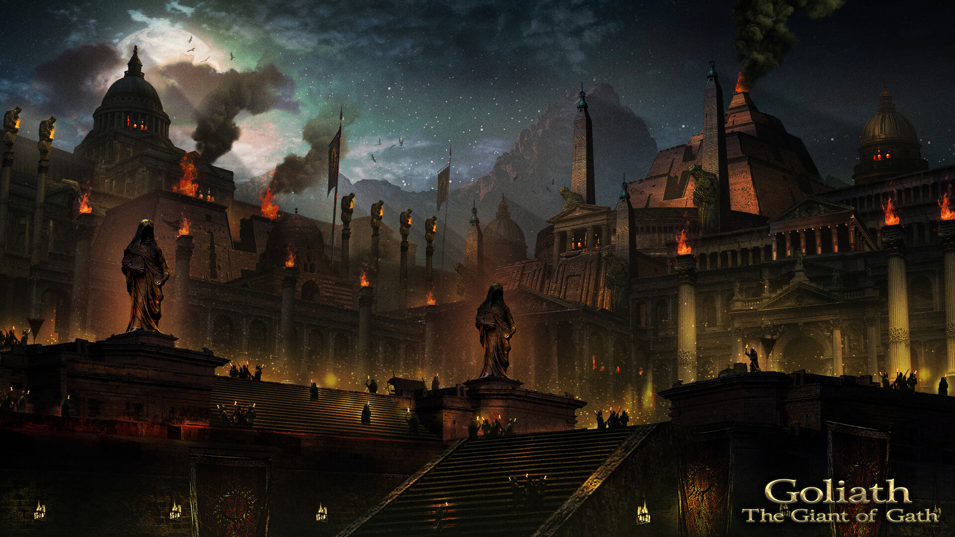 TSUTOMU KITAZAWA - The-ancient-city-of-Gath-at-nighttime