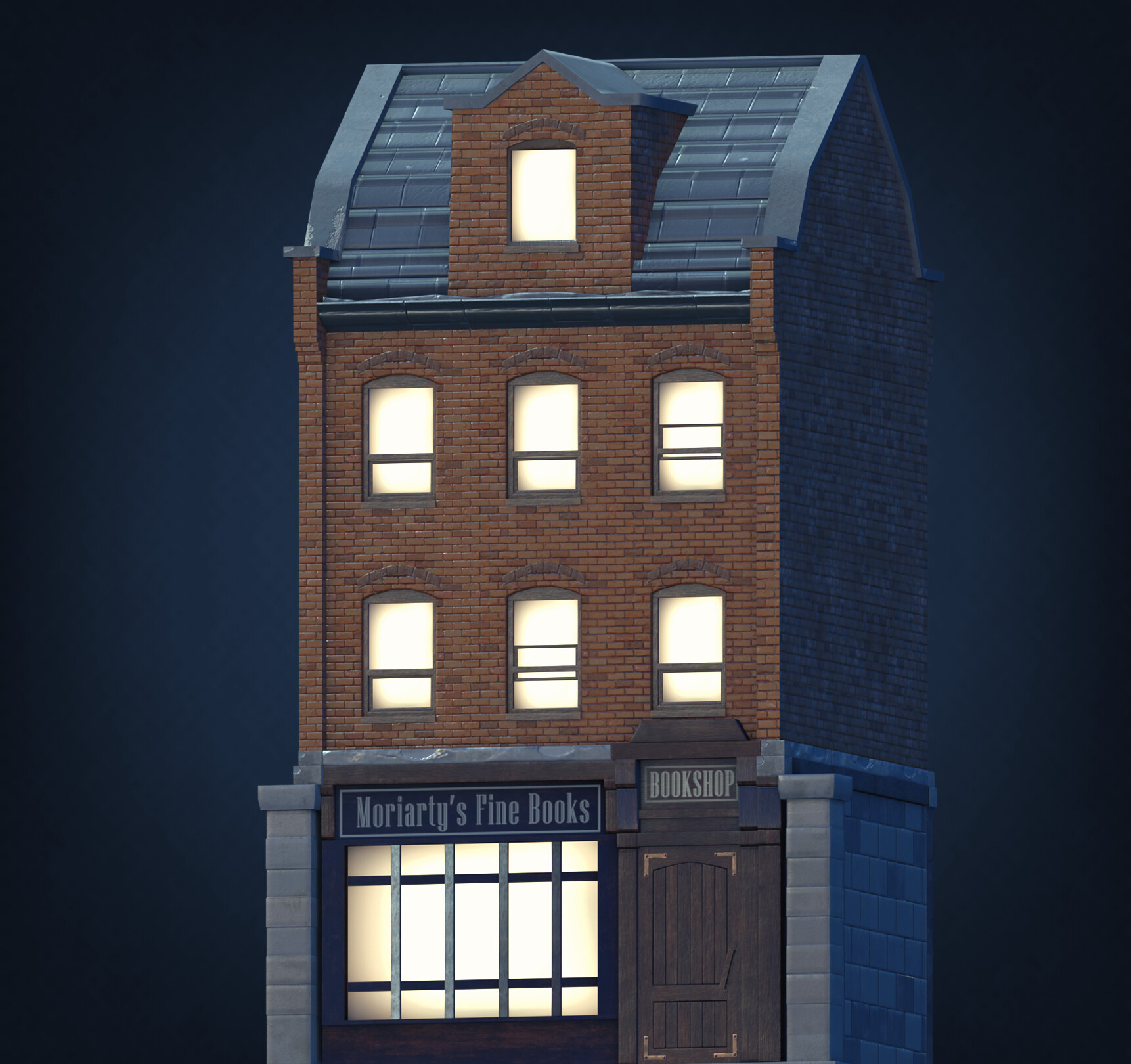 ArtStation - Low Poly Brick HOUSE with tiles