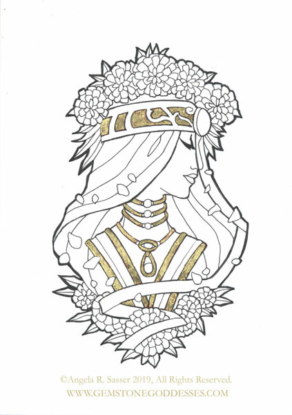 Angela Sasser - Birthstone Goddesses - Goddesses of Autumn in Ink and Gold