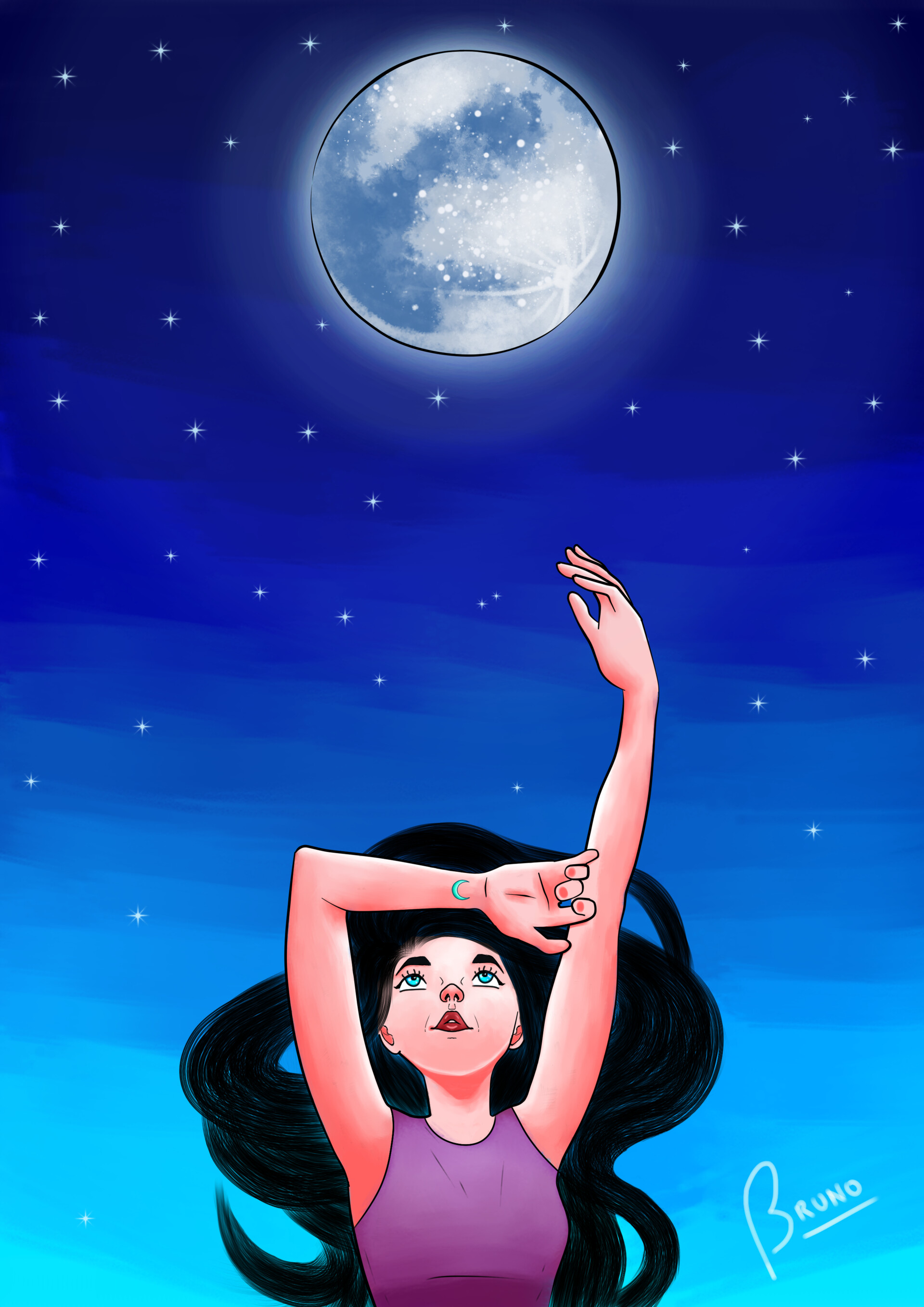 ArtStation - Girl Moon