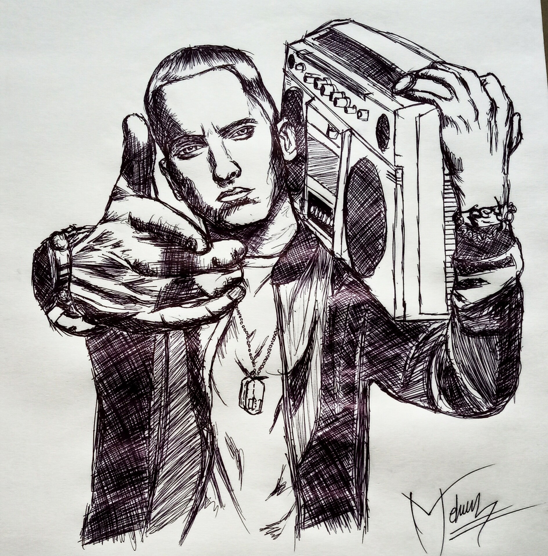 ArtStation - My first black pen art of EM