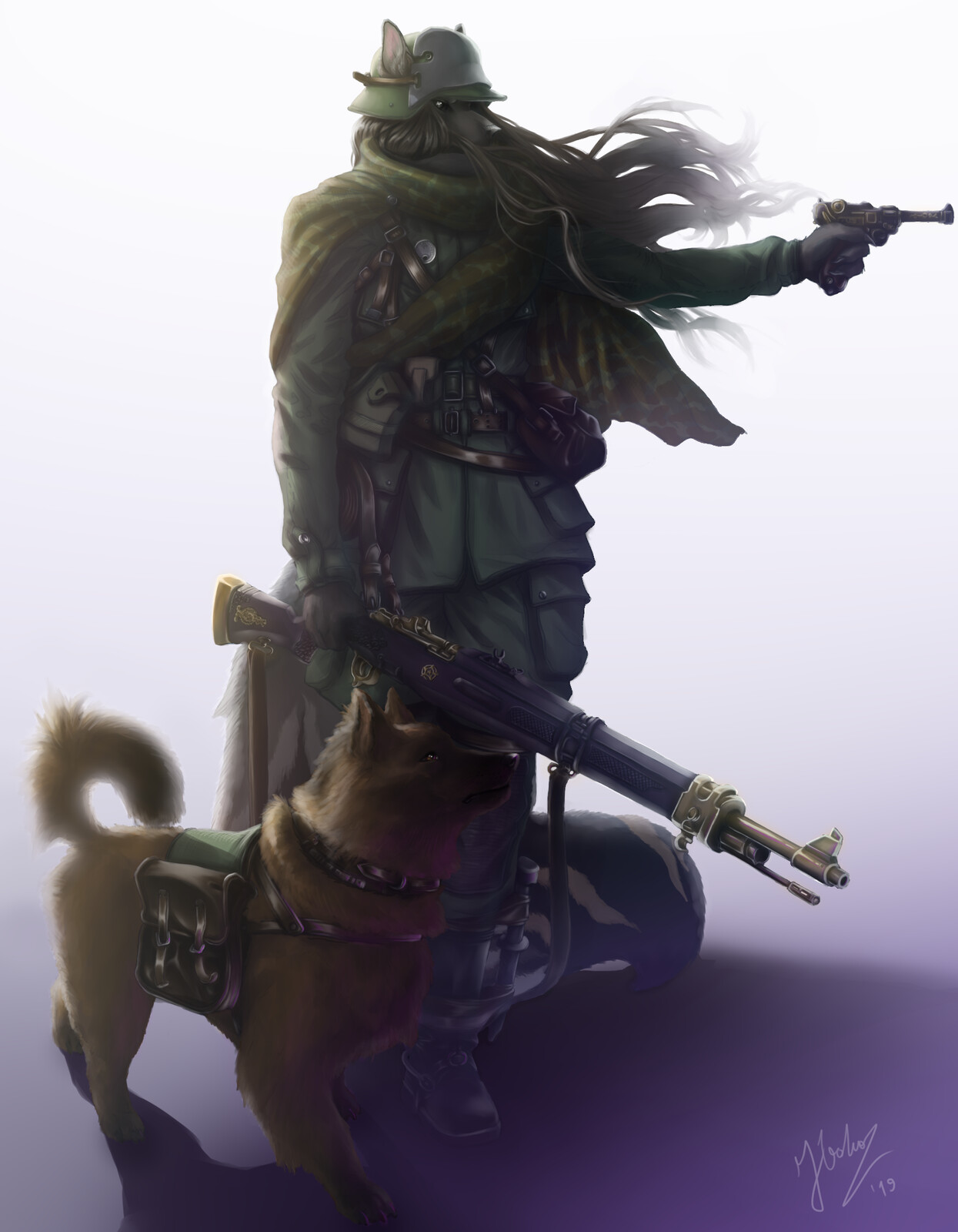 Joonatan Vahar - Anthro WW1 Wolf with War Dog (Commission for MakaIzu)