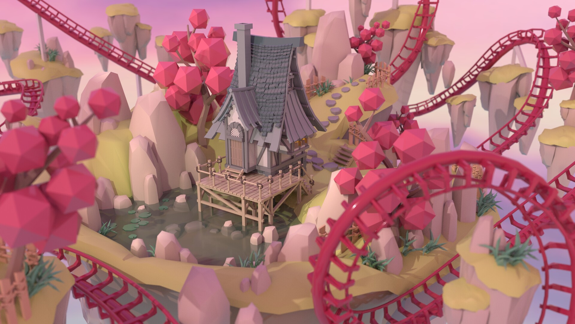 ArtStation - Roller coaster environment modeling