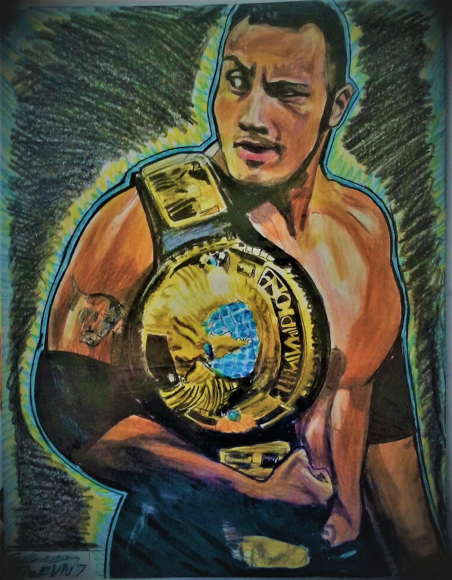 ArtStation - The Rock WWF Champion