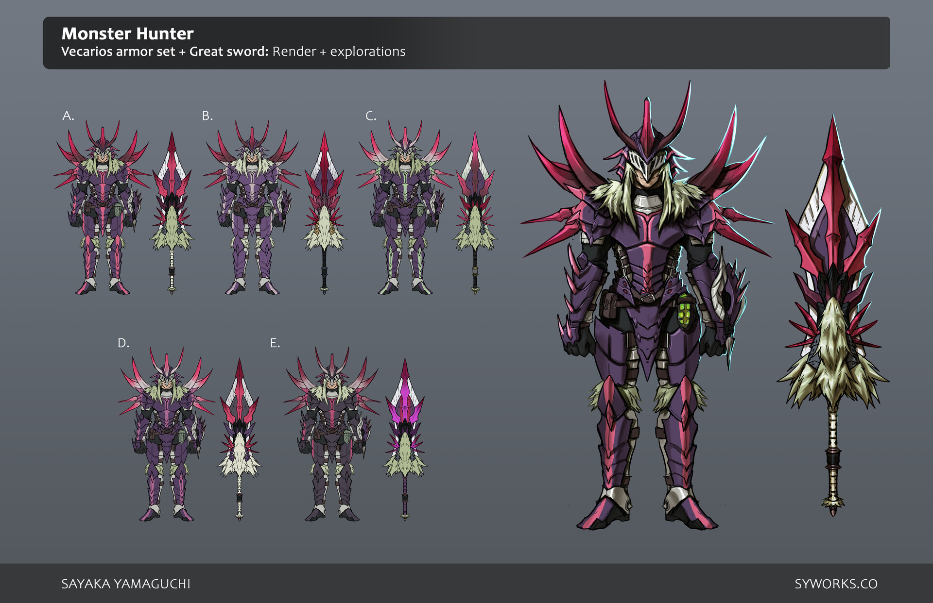 Sayaka Yamaguchi - Monster Hunter fan concept: Vecarios armor & great sword