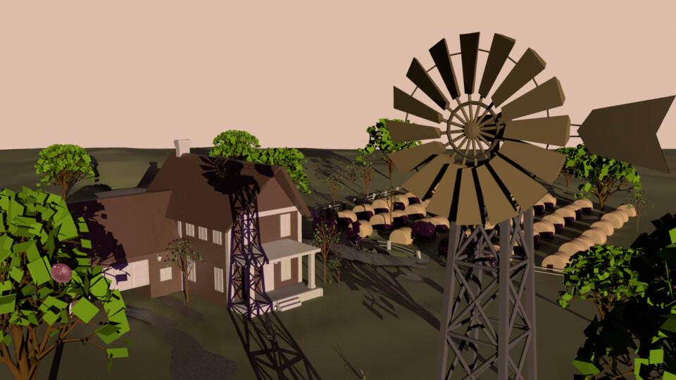 ArtStation - Sunset Windmill Scene (WIP)