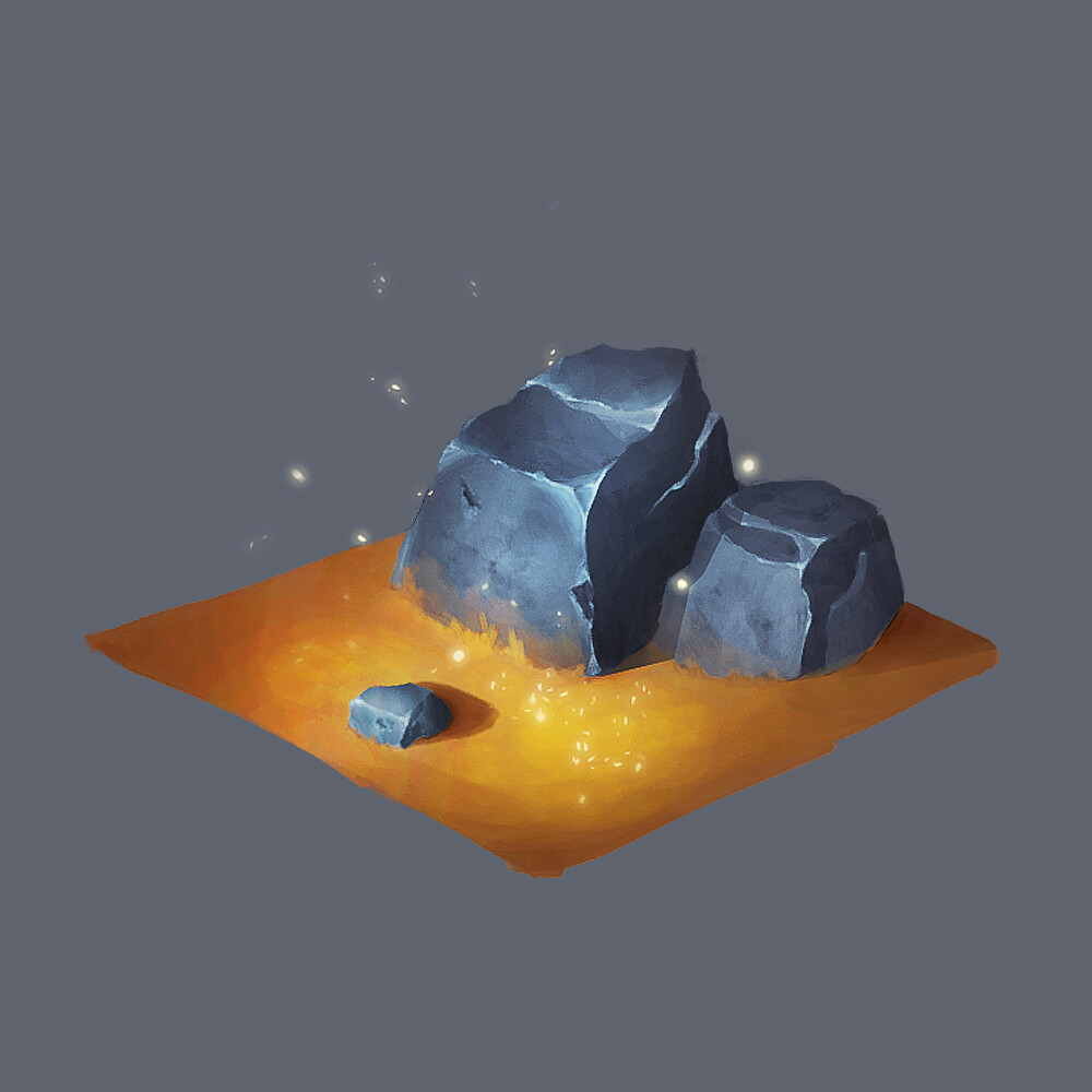 ArtStation - Handpainted rocks practice.