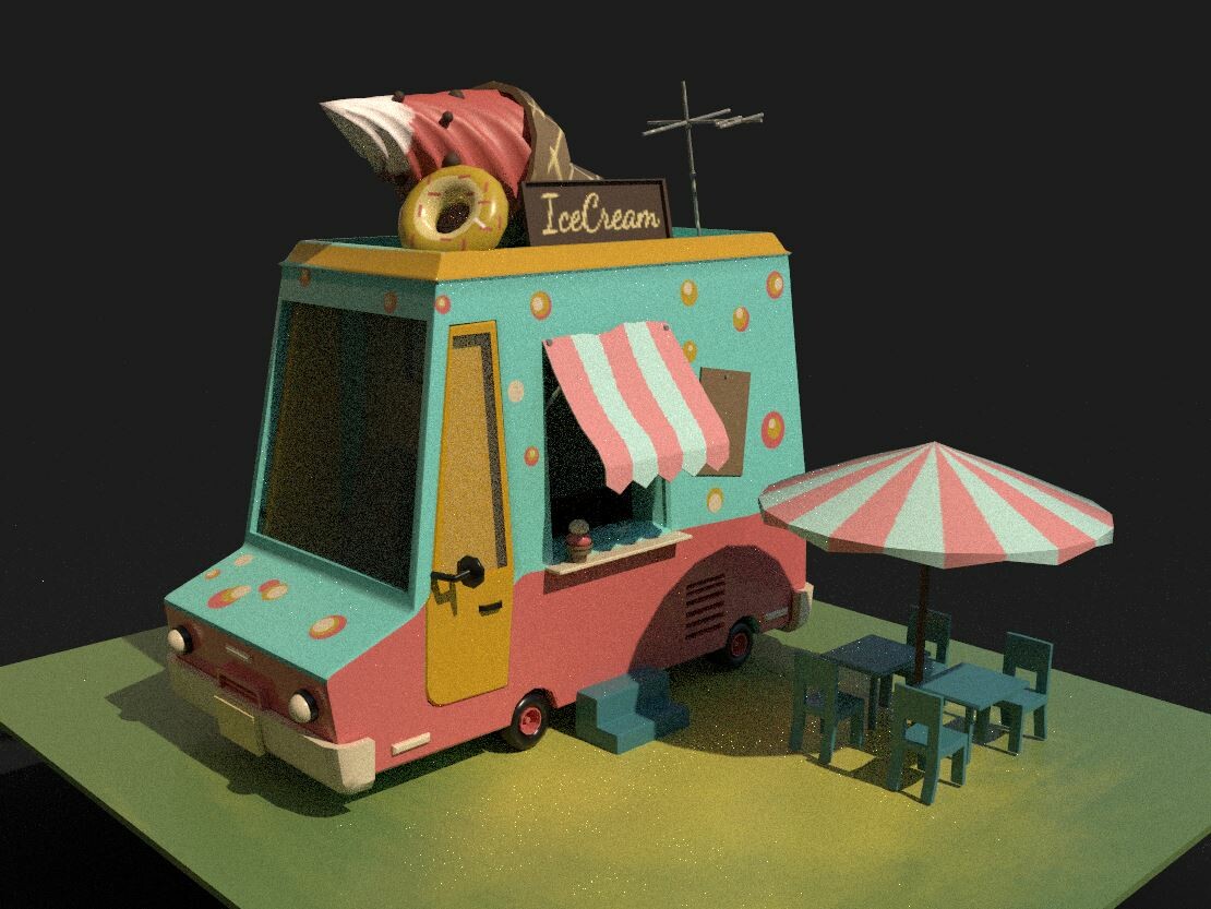 ArtStation - cartoon car scene