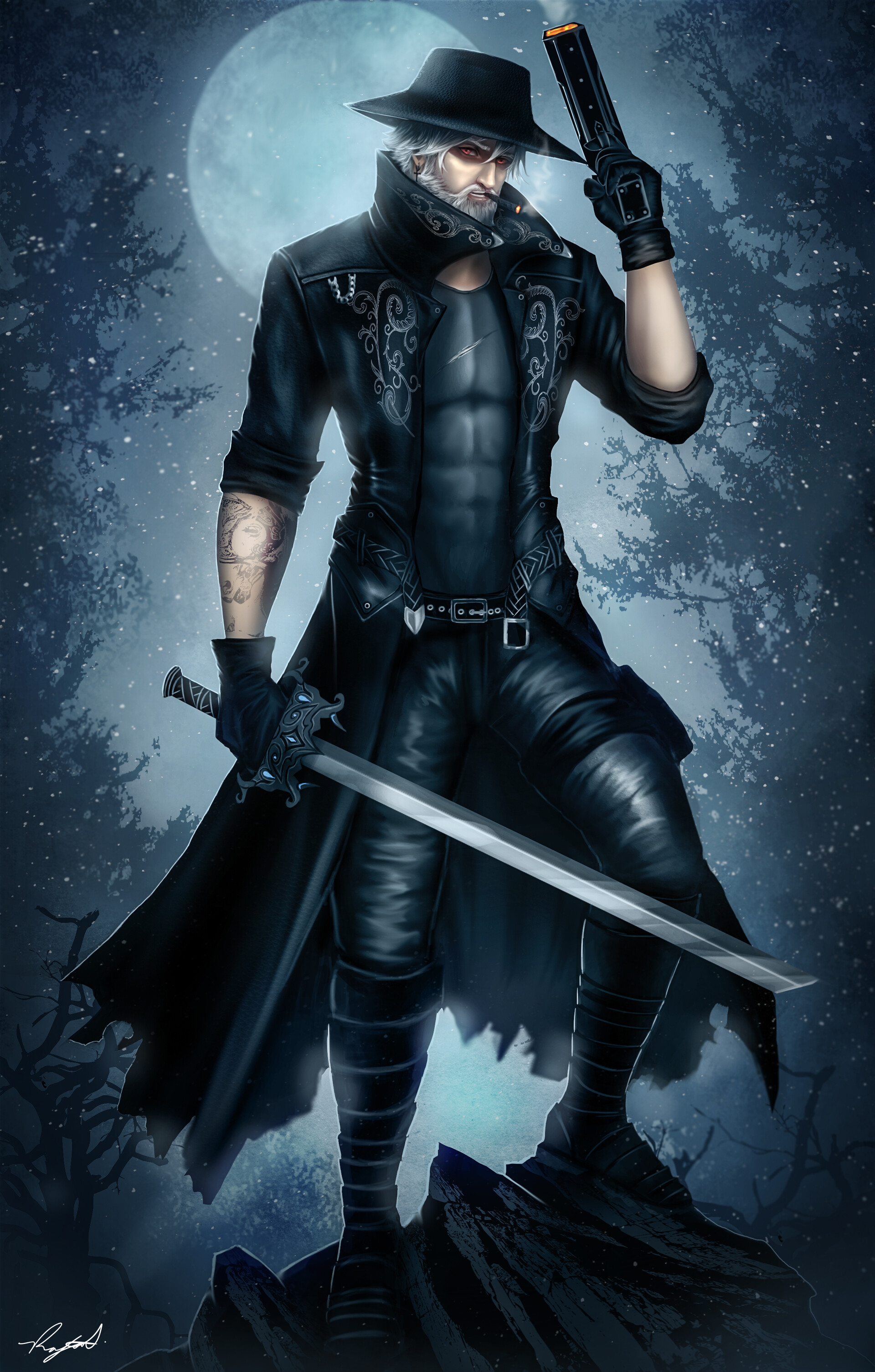 ArtStation - vampire and Hunter