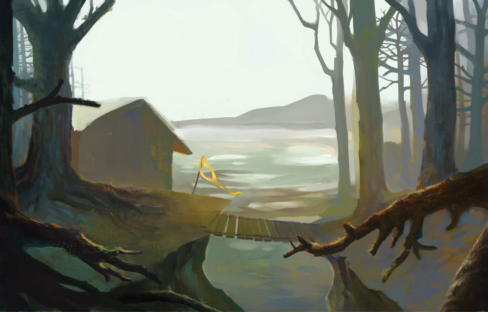 ArtStation - Bog at sunrise