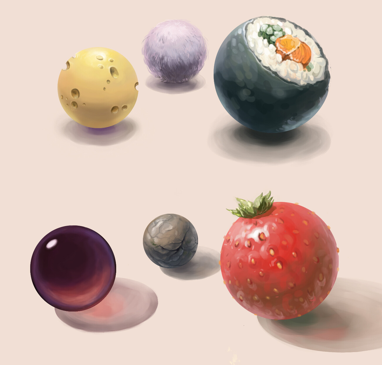 ArtStation - balls in different materials, texture drawing