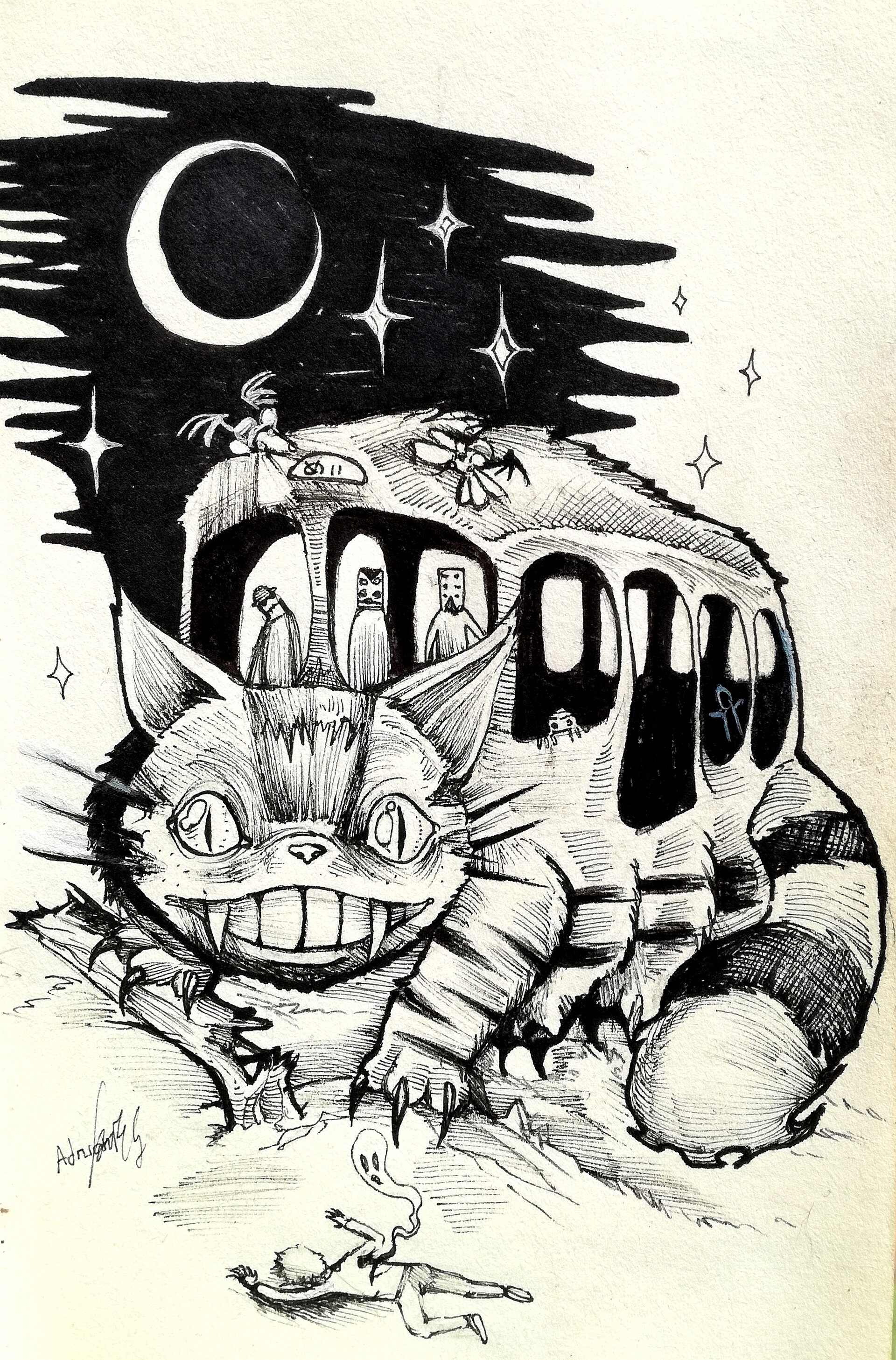 Totoro Cat Bus Drawing