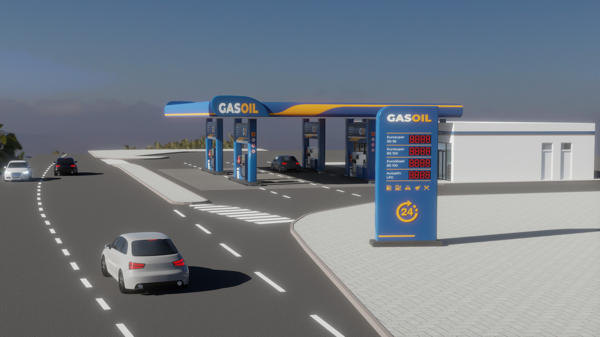 ArtStation - Architectural visualization of a petrol station