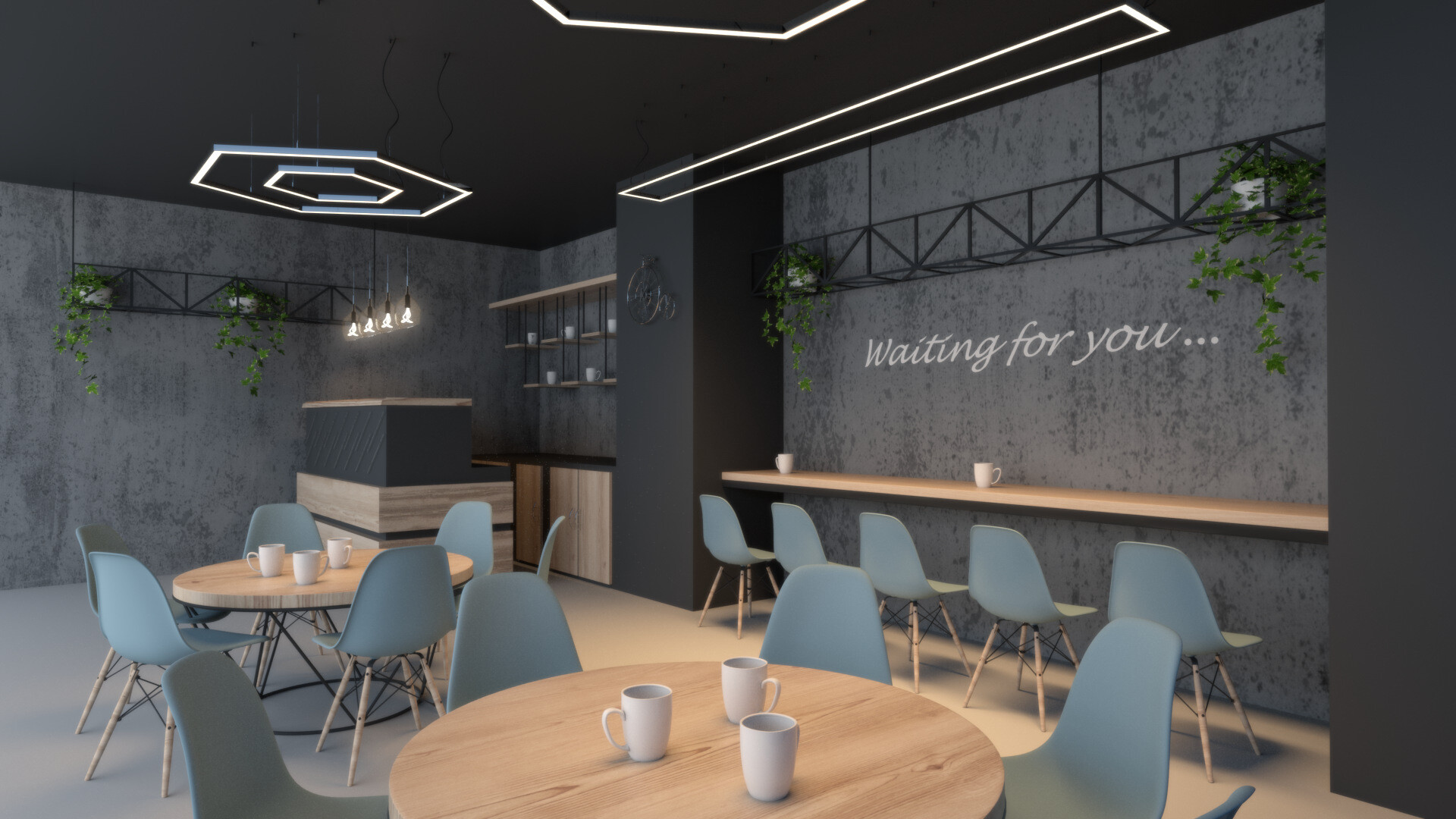 ArtStation - Cafeteria 3D Visualization (2019)