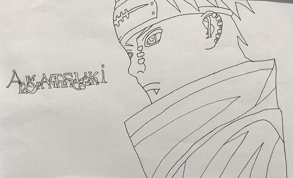 how to draw pain from naruto step by step