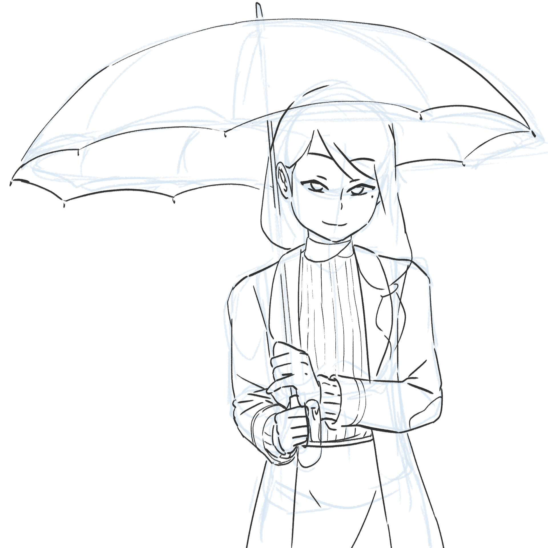 how to draw person with umbrella