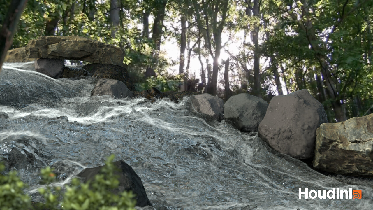 ArtStation - Houdini Flip Simulation of a River