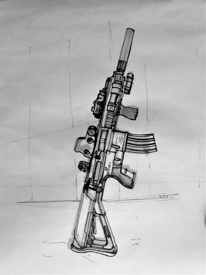 how to draw m416 gun