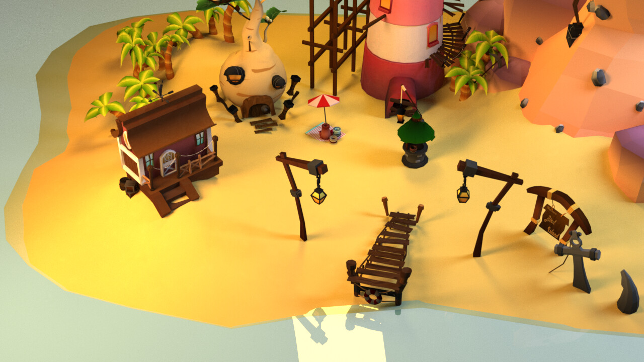 ArtStation - Low Poly Fun Island