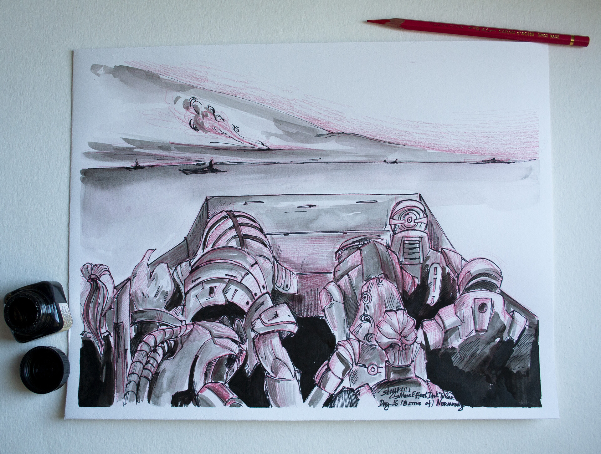 ArtStation - Mass Effect InkToberDay 16 - (Battle of) Normandy