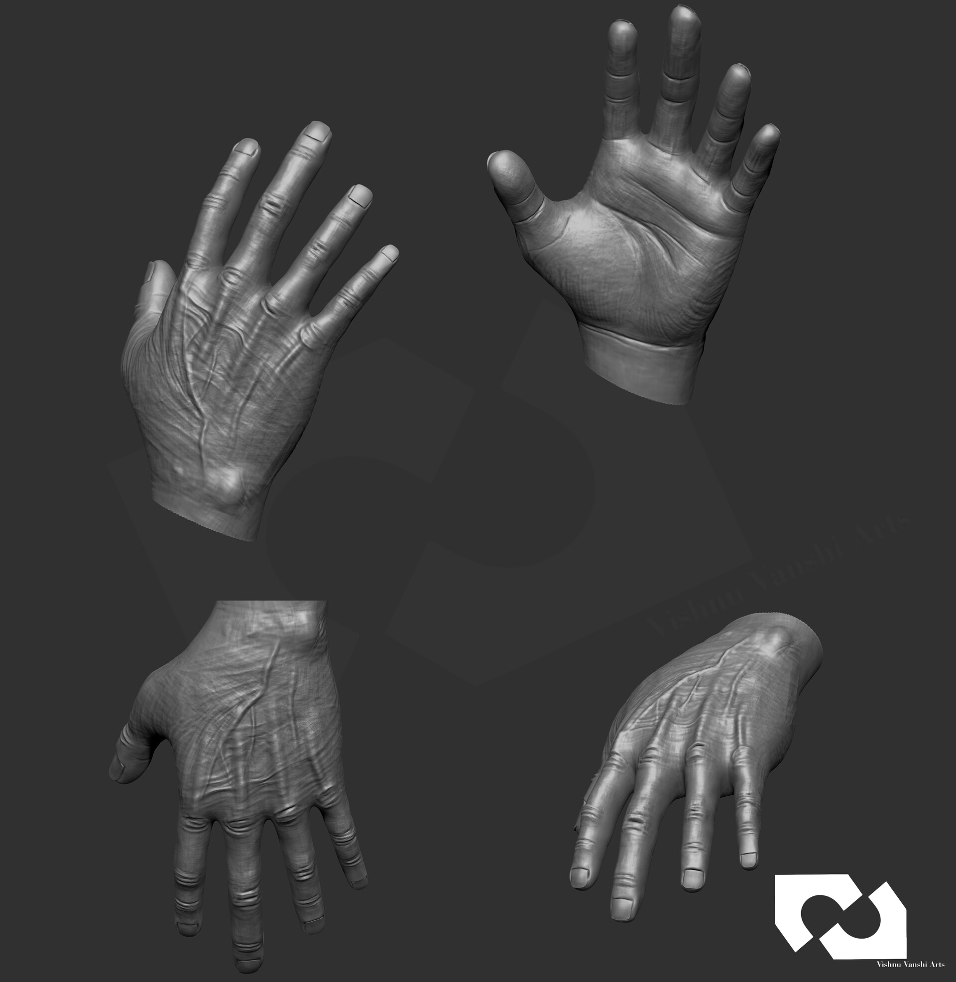 ArtStation - old hand sculpting