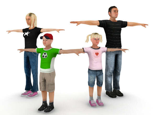 Noman Aslam - low poly family character 3d model rigged and animated